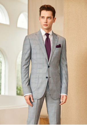 Classic Grey Window Pane Suit – Custom Men